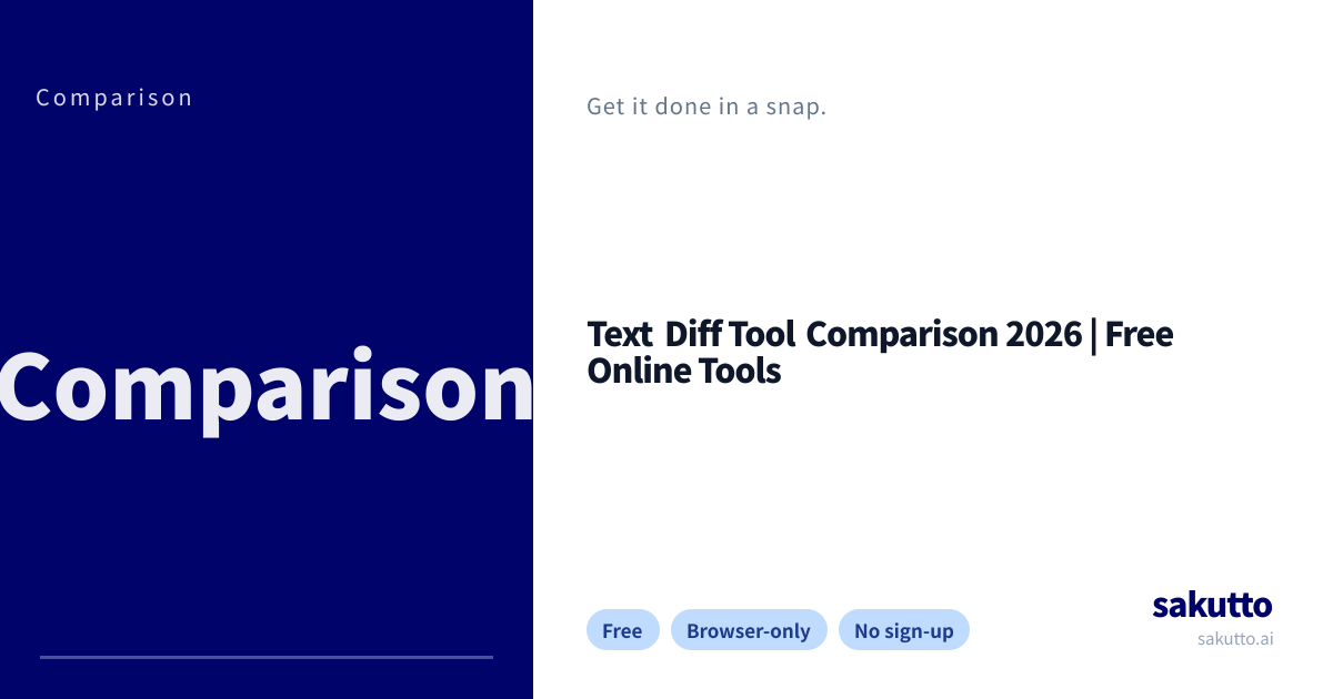 Text Diff Tool Comparison 2026 | Free Online Tools | sakutto